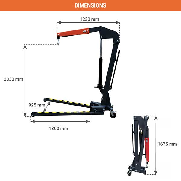 Chèvre de levage pliable - Charge max de 500 à 2000kg