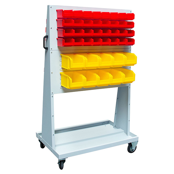 Chariot porte-bacs à bec : 48 bacs 1L + 20 bacs 3L