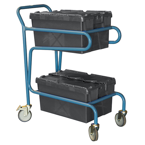 Chariot porte bacs plastiques à couvercle - 2 bacs
