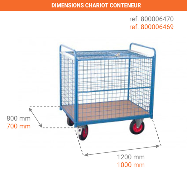 Chariot conteneur fermé avec cadenas - Structure grillagé