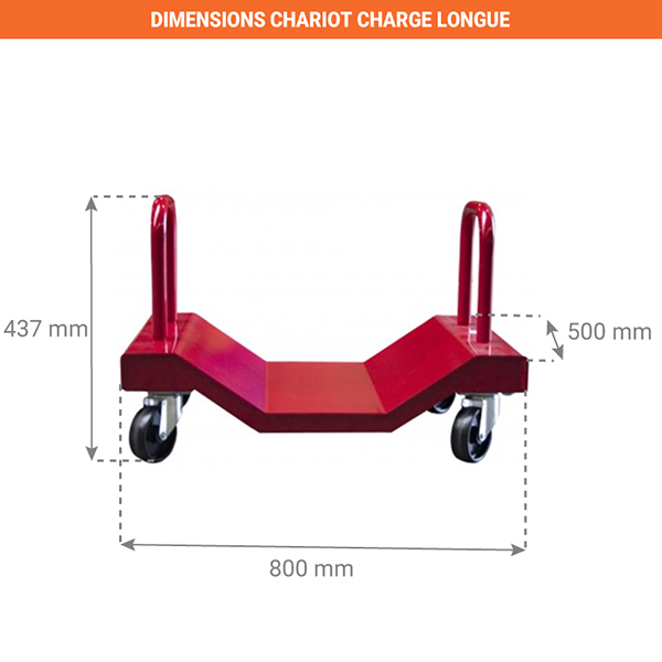 Chariot incurvé pour charge longue - charge max 1000kg