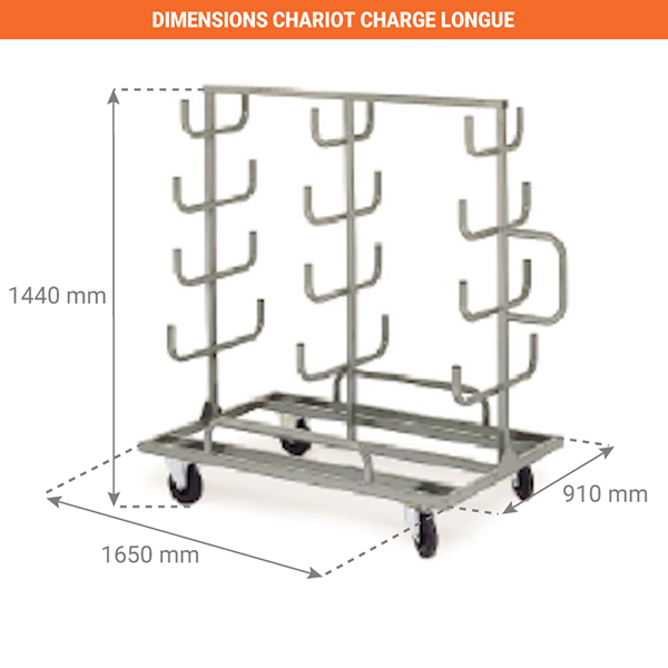 Chariot charge longue à bras - charge max 300kg