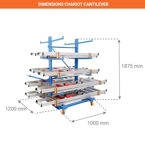 Chariot cantilever à bras charge max 250kg