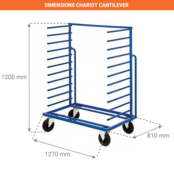 Chariot cantilever simple face 2 montants - charge max 200kg