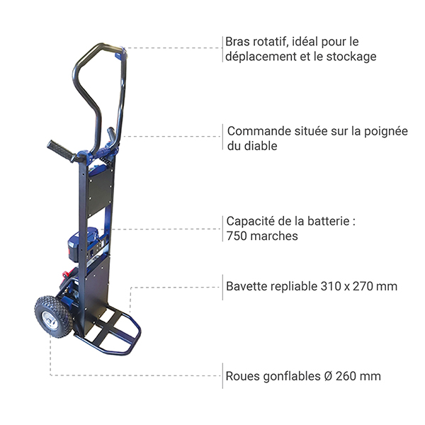 Diable monte-escaliers électrique - Charge max 130kg