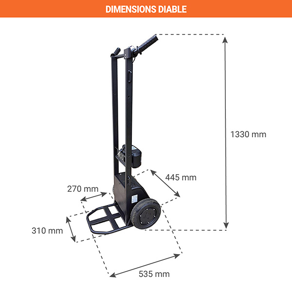 Diable électrique - Déplacement motorisé - Charge max 190 kg