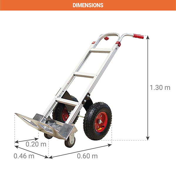 Diable tout terrain en aluminium avec 4 roues