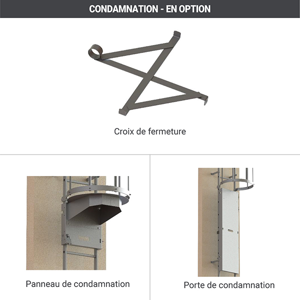 Echelle crinoline en acier galvanisé et sortie sous trappe