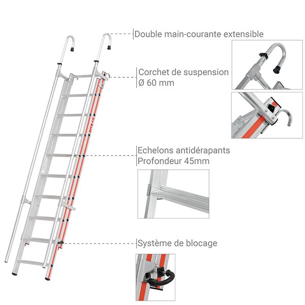 Echelle télescopique pour un travail sur chantier