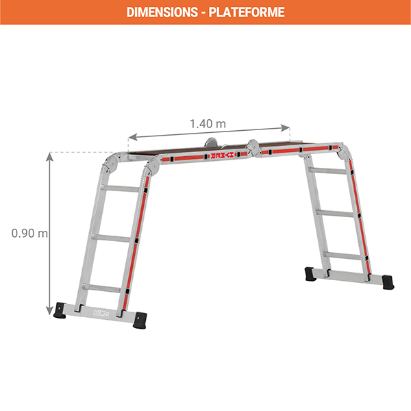 Echelle articulée avec plateforme de 1.40m de longueur