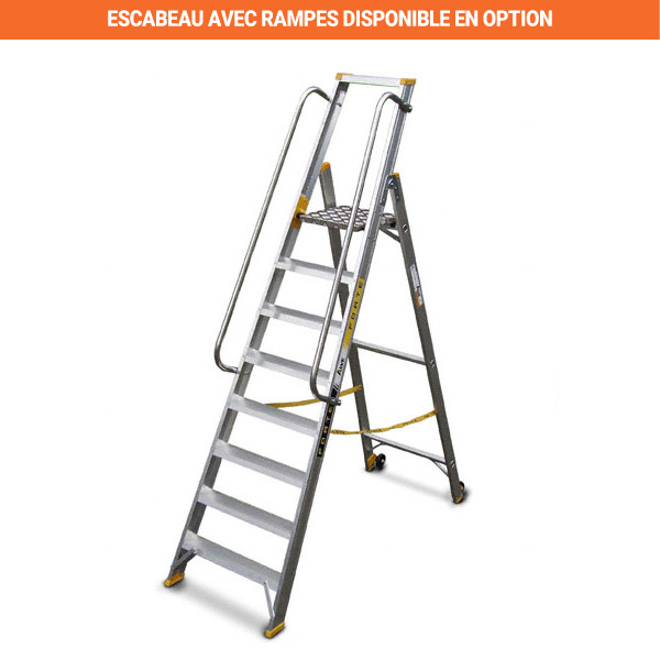 Echelle roulante en aluminium pour interventions rapides.