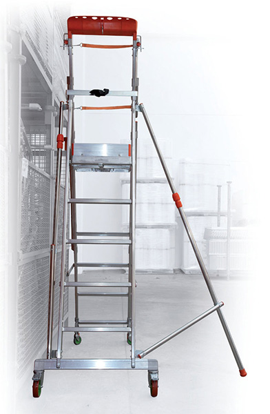 Echelle avec plateforme à immobilisation automatique