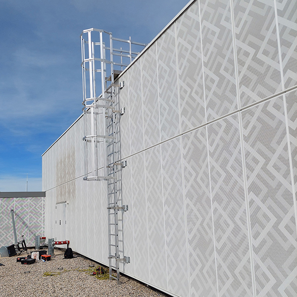 Echelle crinoline avec palier de sortie pour toiture plate