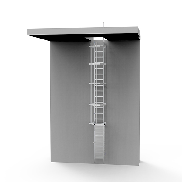Echelle crinoline sortie sous trappe avec 2 crosses