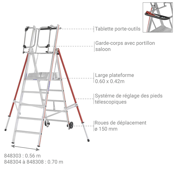 Pirl: plateforme individuelle roulante légère aluminium