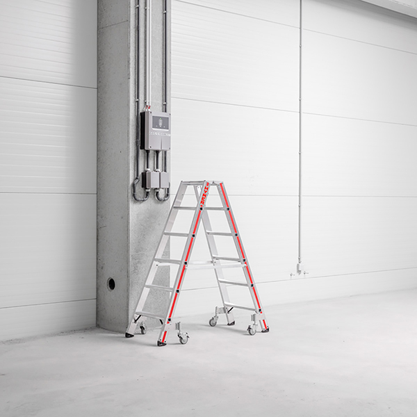 Escabeau roulant double accès en aluminium