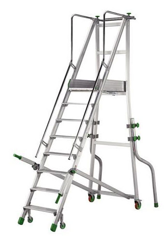 Escabeau industriel roulant à grande plateforme