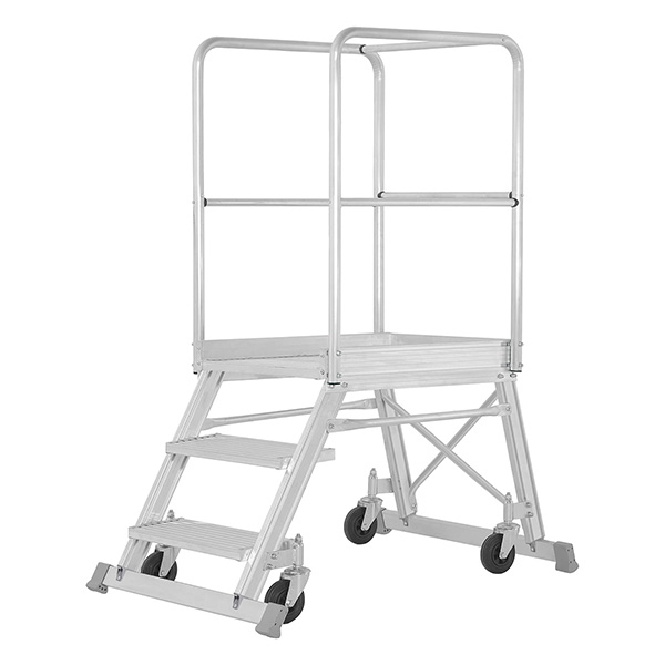 Escabeau roulante aluminium + Protection totale: équipé de 4 roues ...