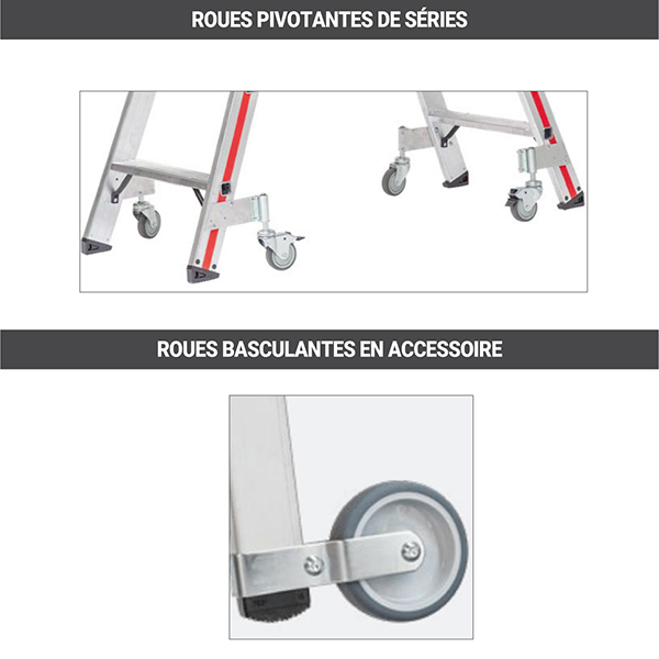 Escabeau avec double rampe d'accès pour une montée sûre