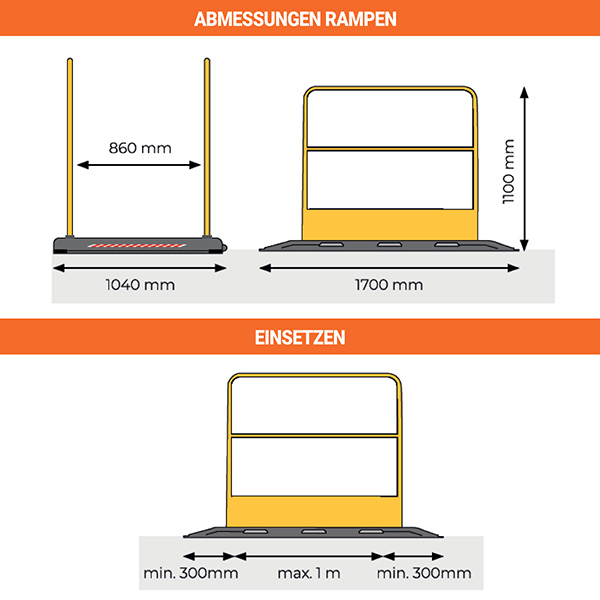 Fahr- und Laufbrücke mit oder ohne Geländer. Max. Traglast 1000kg