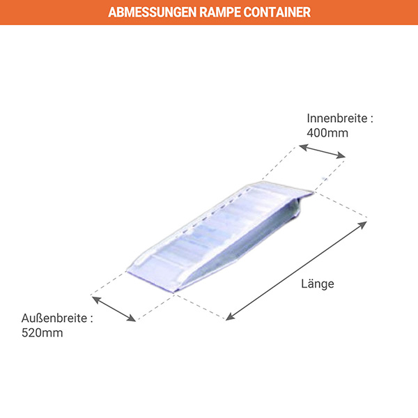 Containerrampe für Fahrzeuge Luftbereifung od. Gummiketten
