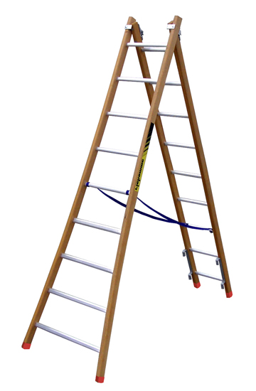 Mehrzweckleiter aus Holz mit Aluminiumsprossen