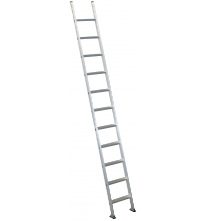 Alu Stufenleiter mit maximaler Zugangshöhe von 6,06m und 45cm Breite.