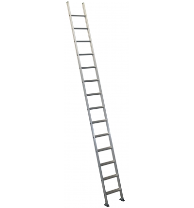 Alu Stufenleiter mit maximaler Zugangshöhe von 6,06m und 45cm Breite.