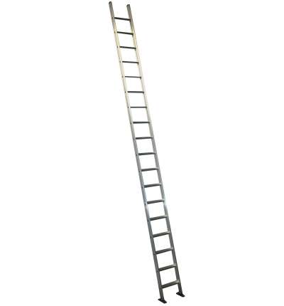 Alu Stufenleiter mit maximaler Zugangshöhe von 6,06m und 45cm Breite.