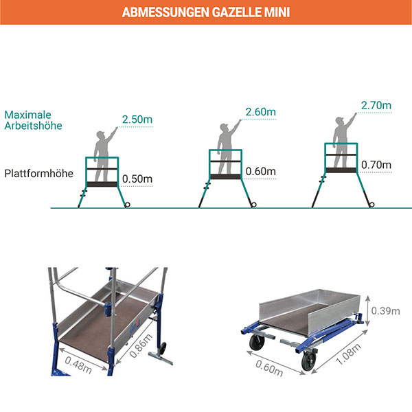 Klappbare Arbeitsplattform aus Aluminium