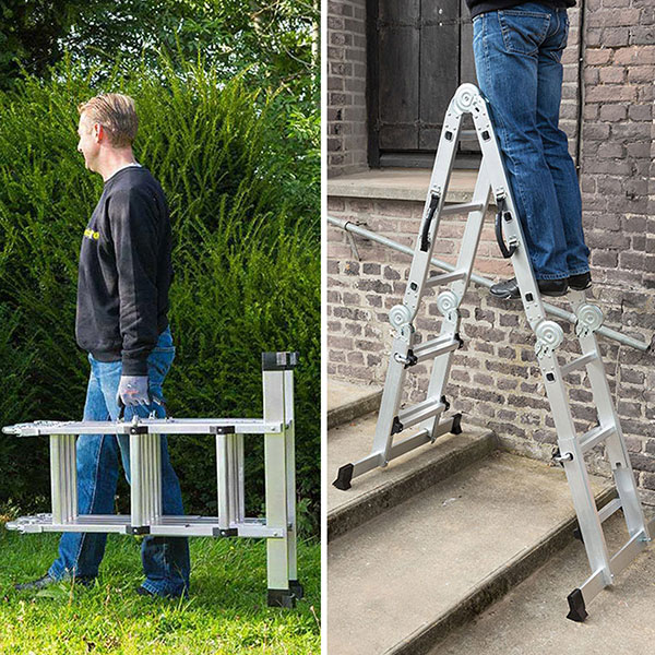 Aluminium Vielzweck Treppenleiter treppengängig Solucio