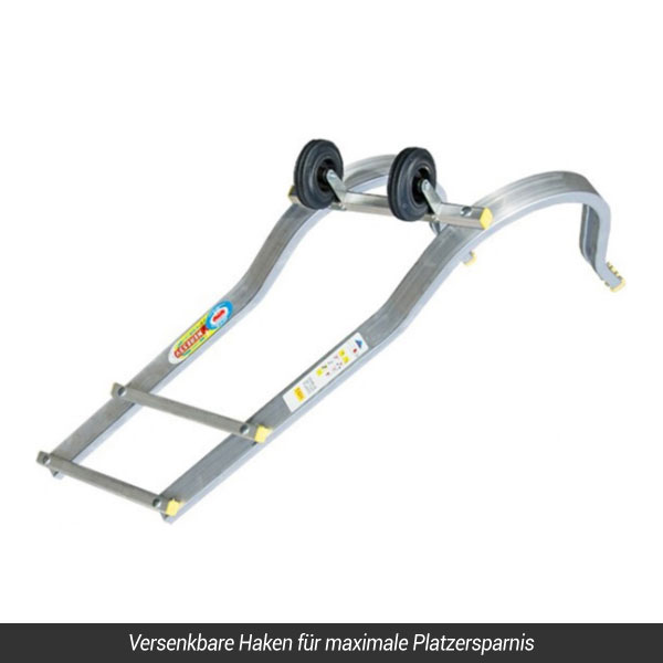 Alu Dachleiter mit klappbarem Firstbügel, Sprossenabstand 25cm