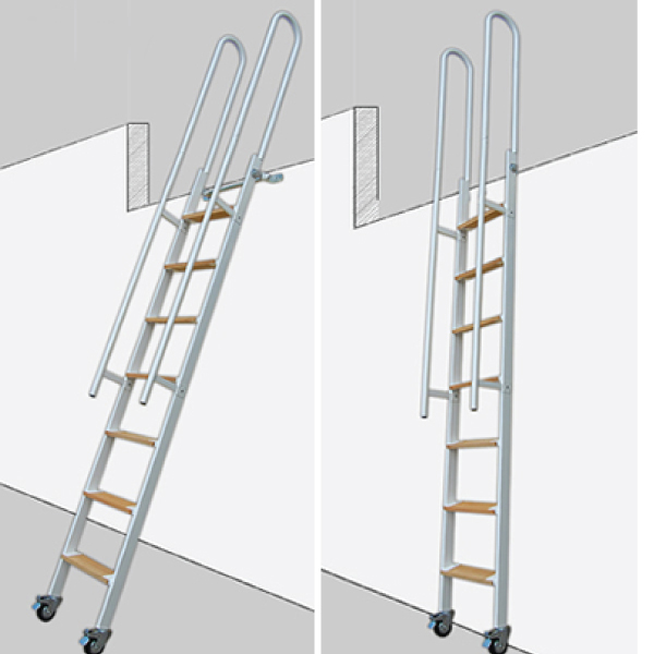 Klappbare Stahltreppenleiter mit horizontalen Geländern