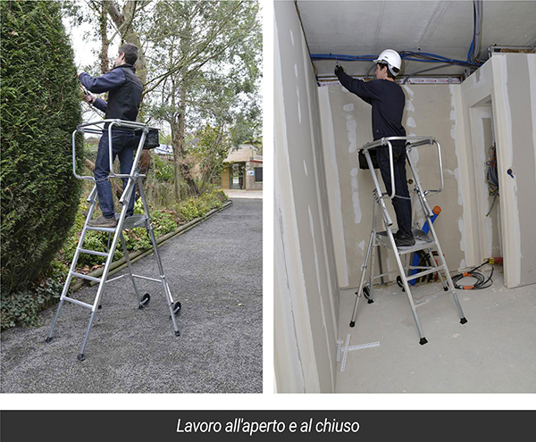 Scala a Castello in alluminio, leggera e dotata di ruote.