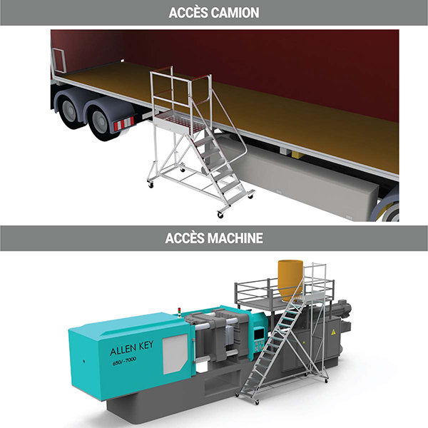 Plateforme roulante en aluminium avec portillon de sécurité