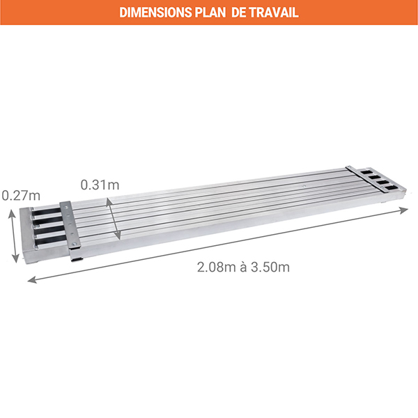 Kit plateforme longueur 3.50m avec 2 échelles double