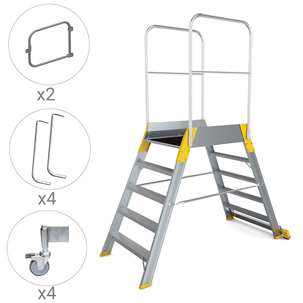 Plateforme mobile longueur 0.81m, 4 roues, rampes et portillons