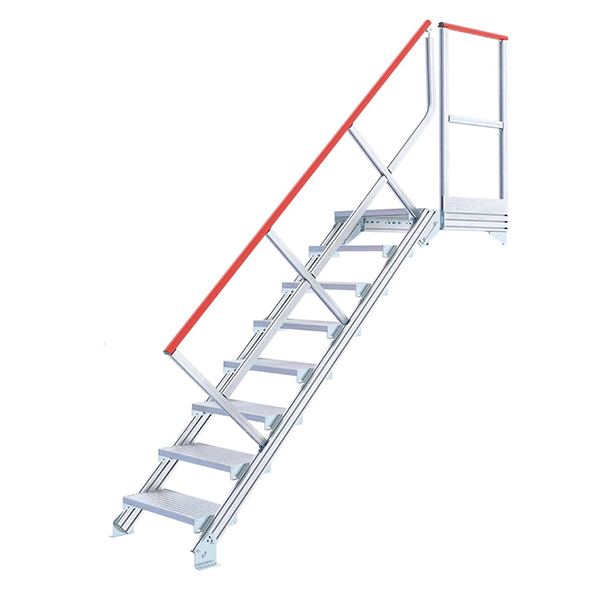 Hymer Aluminium-Treppe stationär mit Podest - Treppenneigung: 45 Grad
