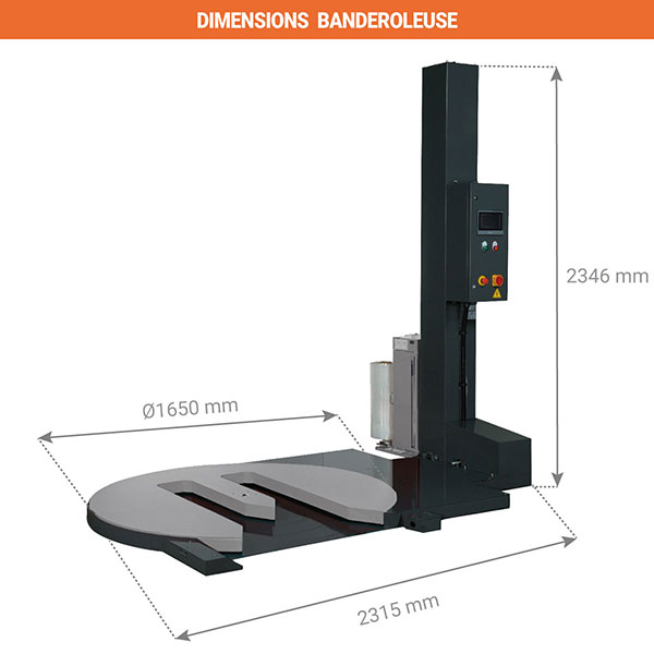 Banderoleuse à étirage motorisé et plateau en U