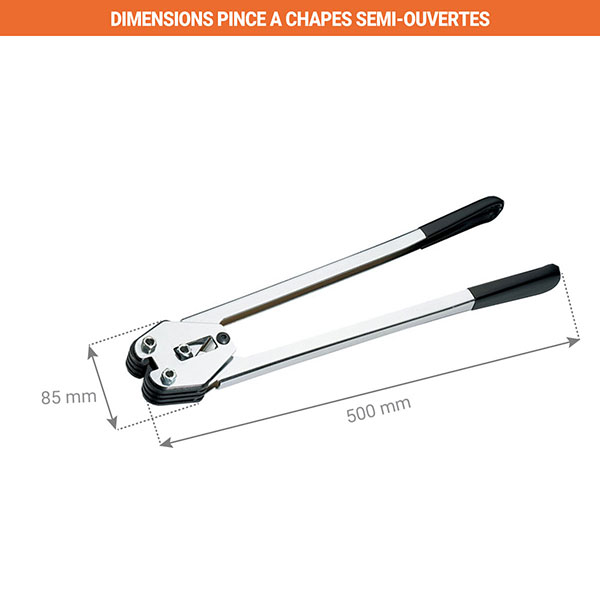 Pince pour sertir des chapes semi-ouvertes des feuillards