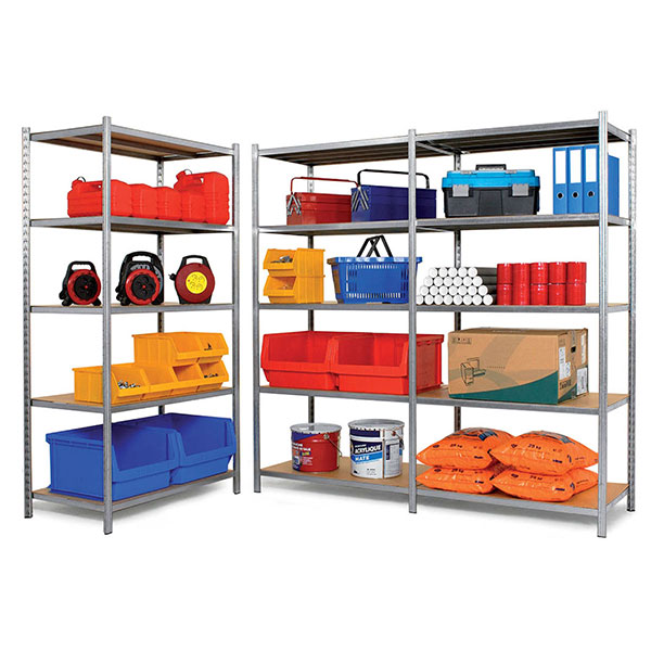 Grand rayonnage d'atelier en tubulaire à 5 niveaux