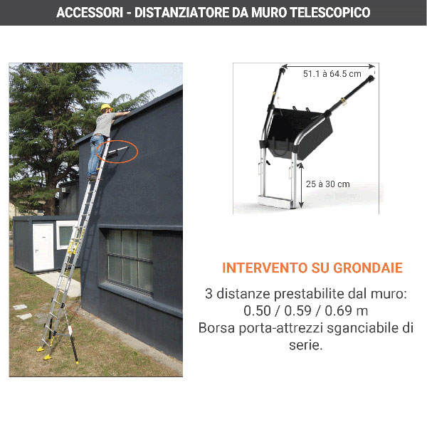 Scala a sfilo in alluminio 3 elementi alluminio fino a 18.25 m