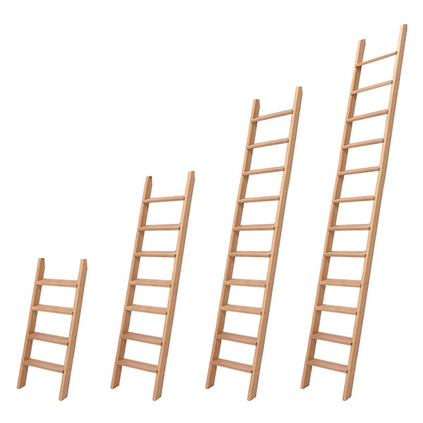 Scala semplice in legno a gradini profondi 11.5cm per accesso soppalco