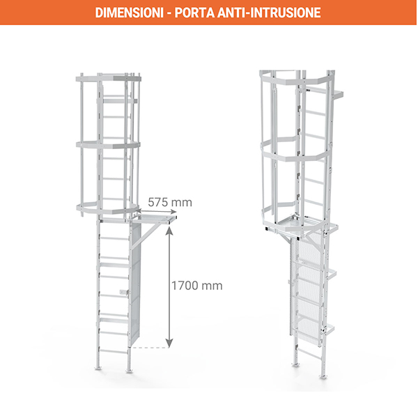 Scala alla marinara in alluminio con porta anti-intrusione