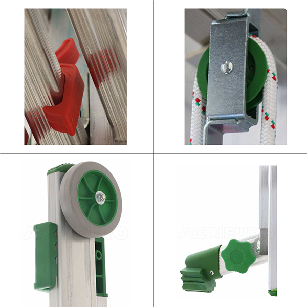 Scala a sfilo in alluminio, 3 elementi con piede stabilizzatore.