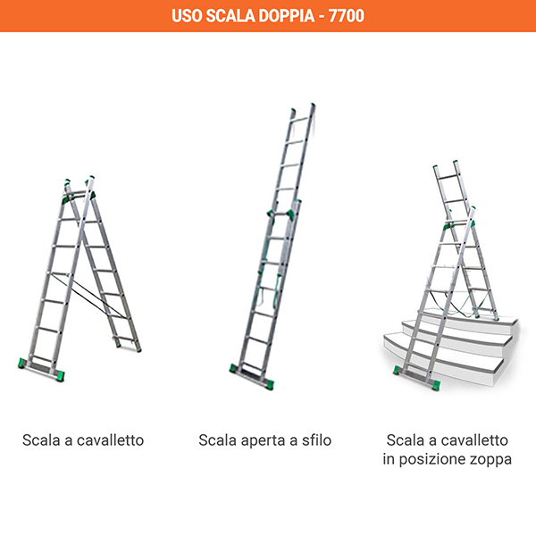 Scala componibile con 2 elementi, per usi anche su fondi irregolari.