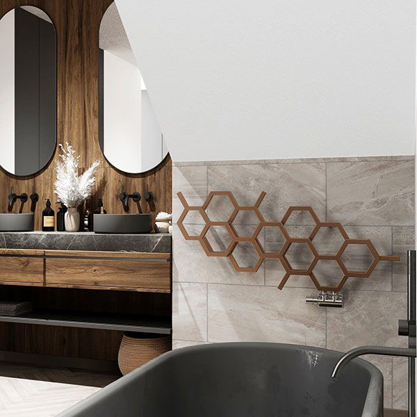 Scaldasalviette orizzontale design aspetto rame - Hex