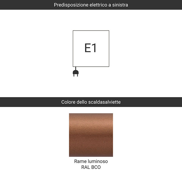 Scaldasalviette elettrico colore rame