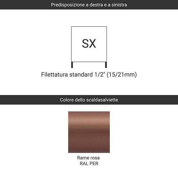 Scaldasalviette rosa rame dal design grafico e puro