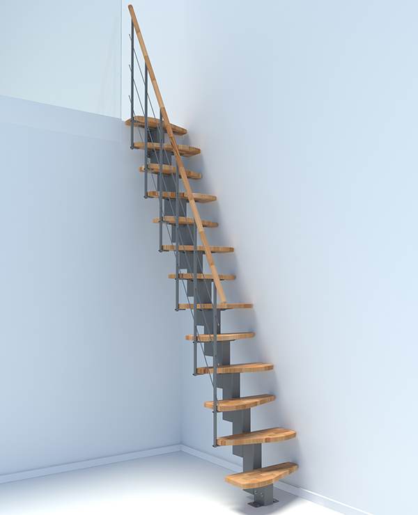 Scala dritta - Larghezza 65cm - Grigia e legno